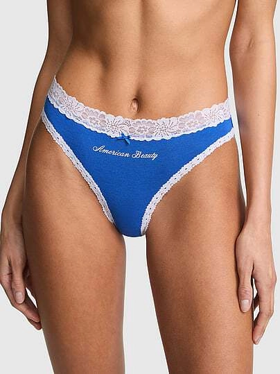 Pink Cotton Cheeky Panty - Blue