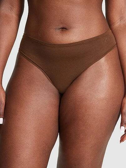 Pink Cotton Lace-trim Cheeky Panty - Brown