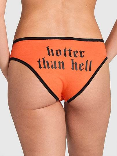 Pink Cotton Lace-trim Cheeky Panty - Orange