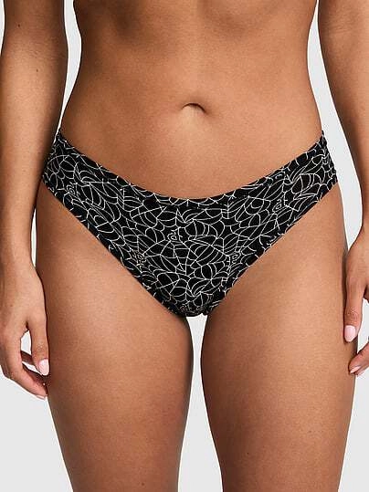 Pink Cotton Lace-trim Cheeky Panty - Print
