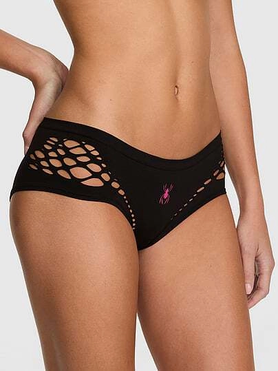 Pink Seamless Hiphugger Panty - Black