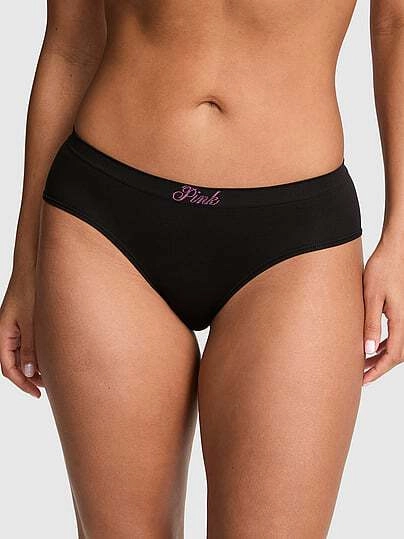 Pink Seamless Hiphugger Panty - Black