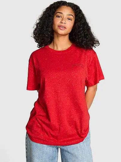 Pink Campus Cotton Tee - Red