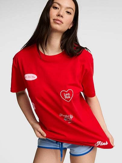 Pink Campus Cotton™ Tee - Red