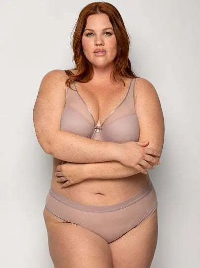 Victoria's Secret Curvy Couture Sheer Mesh High-leg Brief Panty - Beige