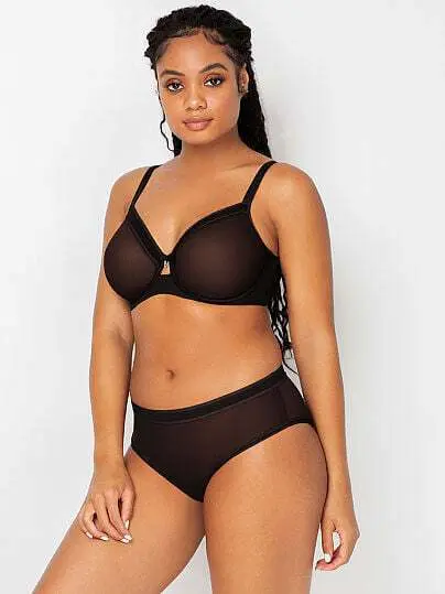 Victoria's Secret Curvy Couture Sheer Mesh High-leg Brief Panty - Black