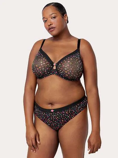 Victoria's Secret Curvy Couture Sheer Mesh High-leg Brief Panty - Floral