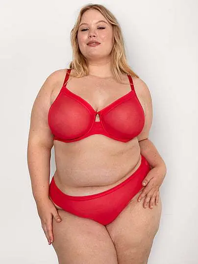 Victoria's Secret Curvy Couture Sheer Mesh High-leg Brief Panty - Red