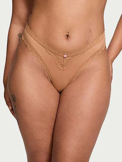 Victoria's Secret Dream Angels Lace-trim Brazilian Panty - Beige