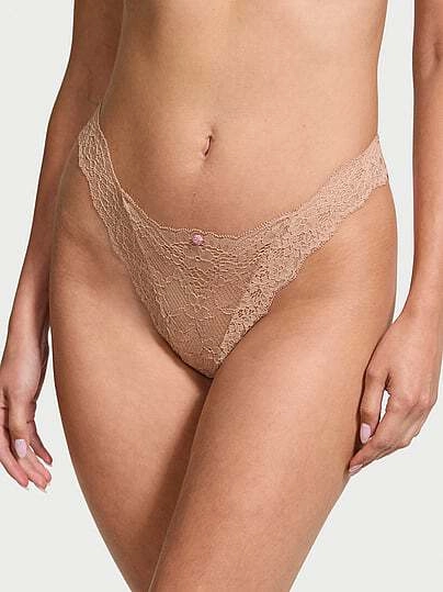 Victoria's Secret Dream Angels Lace Brazilian Panty - Beige