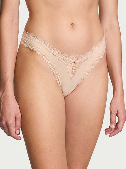 Victoria's Secret Dream Angels Lace Brazilian Panty - Beige