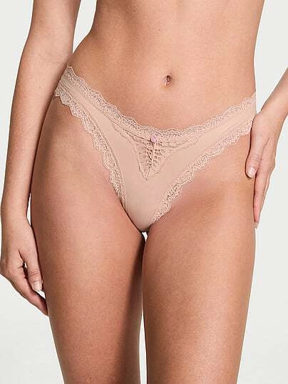 Victoria's Secret Dream Angels Lace-trim Brazilian Panty - Beige