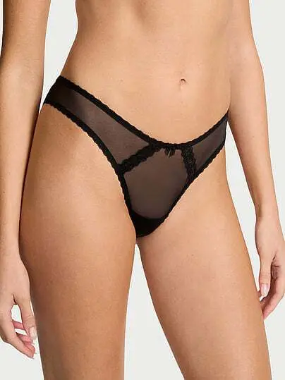 Victoria's Secret Dream Angels Lace & Mesh Brazilian Panty - Black