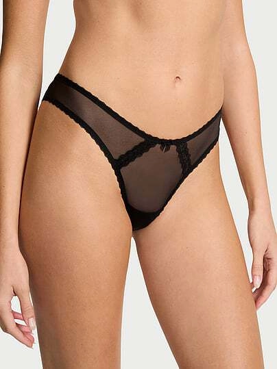 Victoria's Secret Dream Angels Lace-trim Brazilian Panty - Black