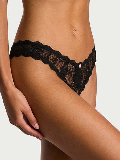 Victoria's Secret Dream Angels Lace-trim Brazilian Panty - Black