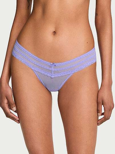 Victoria's Secret Dream Angels Butterflies Motif Open-back Brazilian Panty - Blue