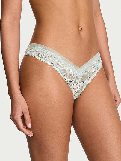 Victoria's Secret Dream Angels Sweet Melody Motif Satin Flutter Brazilian Panty - Blue