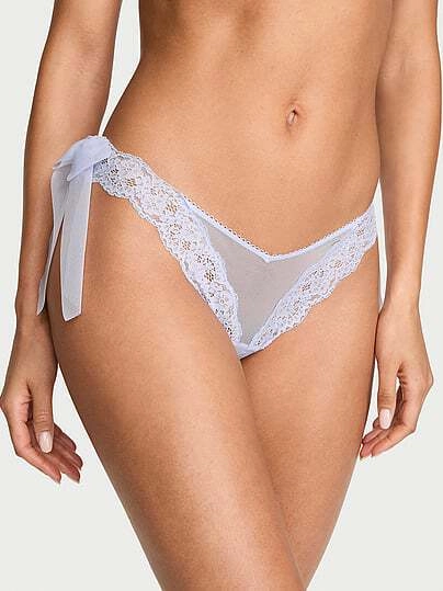 Victoria's Secret Dream Angels Twinkle Butterfly Lace Open-back Brazilian Panty - Blue