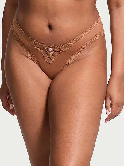Victoria's Secret Dream Angels Lace-trim Brazilian Panty - Brown