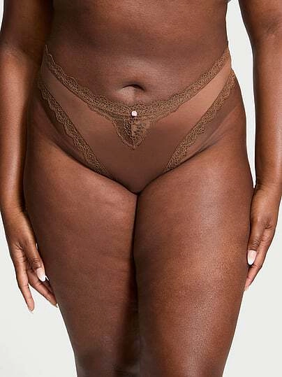 Victoria's Secret Dream Angels Lace-trim Brazilian Panty - Brown