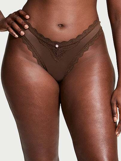 Victoria's Secret Dream Angels Lace-trim Brazilian Panty - Brown
