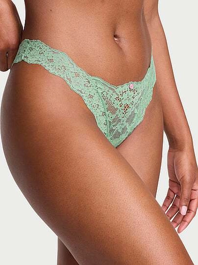 Victoria's Secret Dream Angels Twinkle Butterfly Lace Open-back Brazilian Panty - Green