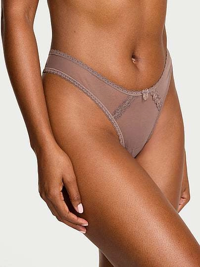 Victoria's Secret Dream Angels Twinkle Butterfly Lace Open-back Brazilian Panty - Grey