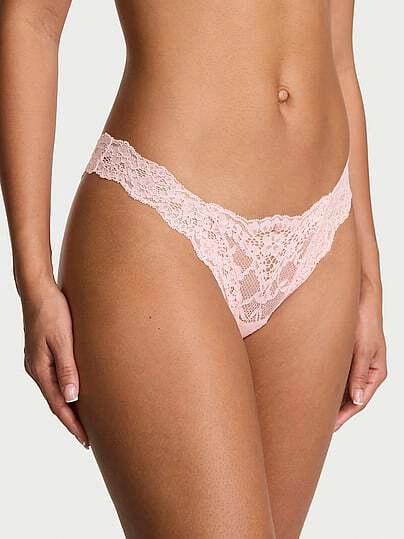 Victoria's Secret Dream Angels Twinkle Butterfly Lace Open-back Brazilian Panty - Pink