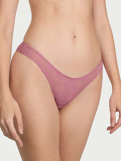 Victoria's Secret Dream Angels Twinkle Butterfly Lace Open-back Brazilian Panty - Pink
