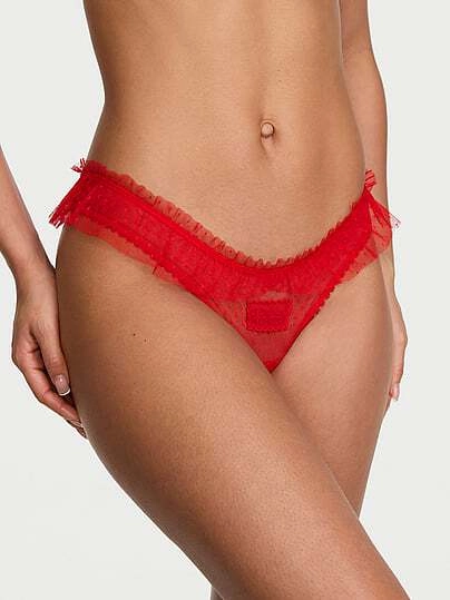 Victoria's Secret Dream Angels Lace & Mesh Brazilian Panty - Red