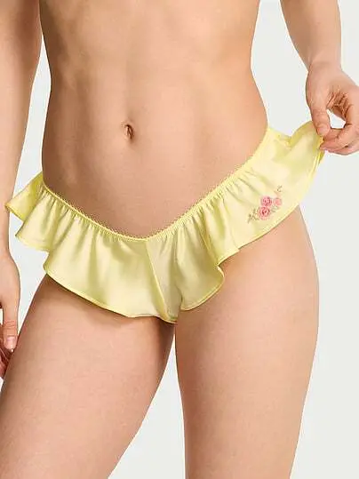 Victoria's Secret Dream Angels Sheer Ribbon Slot Open-back Brazilian Panty - Yellow