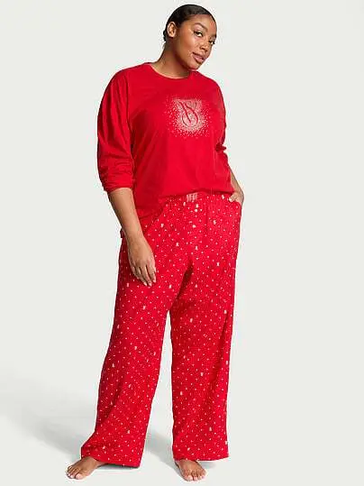 Victoria's Secret Flannel Long-sleeve Tee-jama Set - Print