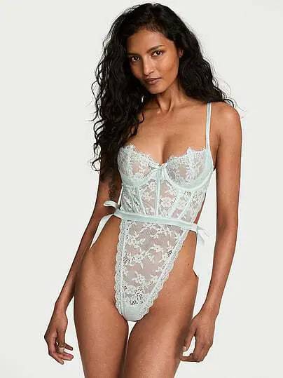 Victoria's Secret Dream Angels Wicked Unlined Lace Teddy - Blue