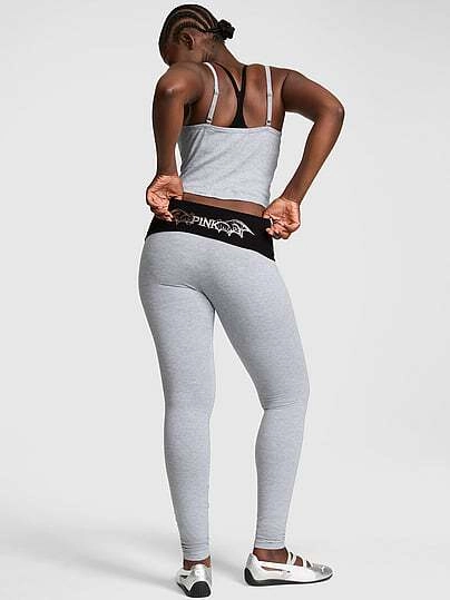 Pink All-day Cotton™ Foldover Leggings - Grey