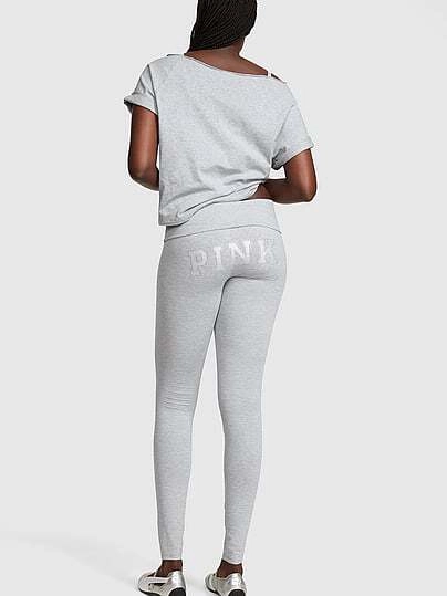 Pink All-day Cotton™ Foldover Leggings - Grey
