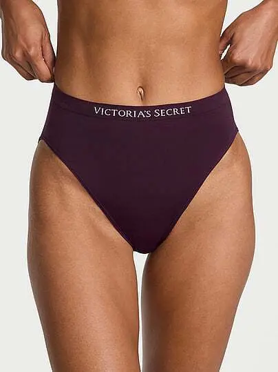 Victoria's Secret Seamless Rib Lace-trim High-leg Brief Panty - Purple