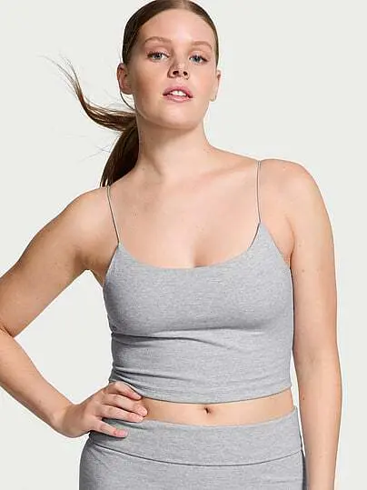 Victoria's Secret Angel Essentials Cropped Cotton Tank Top - Grey