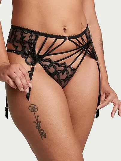 Victoria's Secret Very Sexy Fishnet Lace Garter Belt - Black