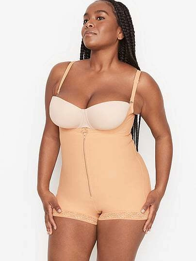 Victoria's Secret Leonisa Shapewear Extra-firm Compression Open Bust Body Shaper - Beige
