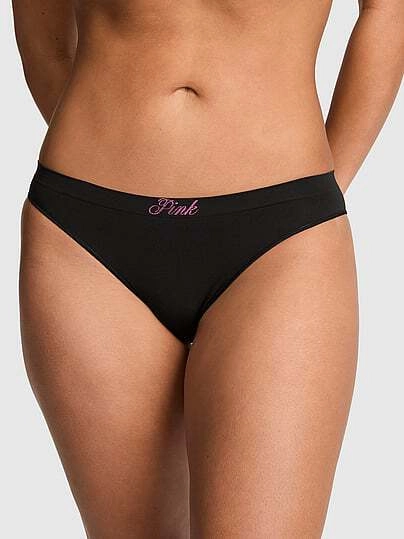 Pink Seamless Bikini Panty - Black