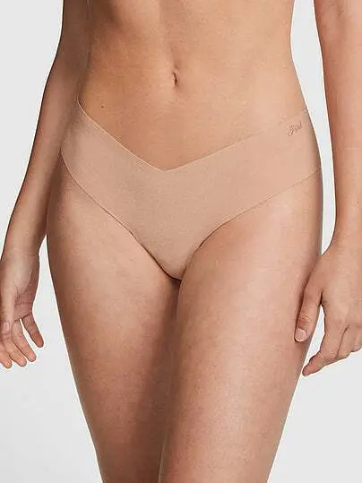 Pink No-show High-leg Thong Panty - Beige