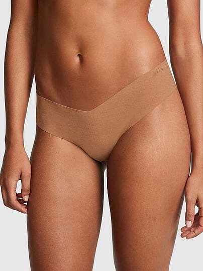 Pink No-show High-leg Thong Panty - Brown
