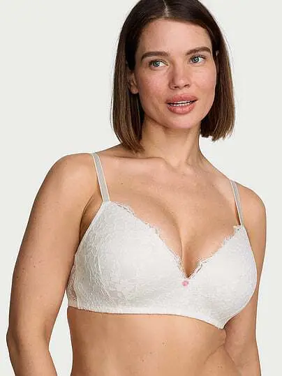Victoria's Secret Dream Angels Lace Wireless Push-up Bra - White,ivory