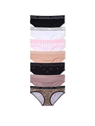 Victoria's Secret 7-pack Logo Cotton Hiphugger Panties - Print