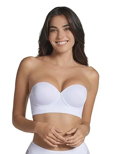 Victoria's Secret Leonisa Shapewear Smoothing Strapless Longline Bra - White,ivory
