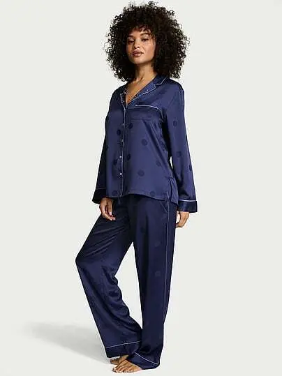 Victoria's Secret Signature Satin Long Pajama Set - Blue