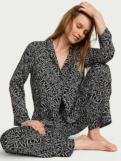 Victoria's Secret Signature Satin Long Pajama Set - Print