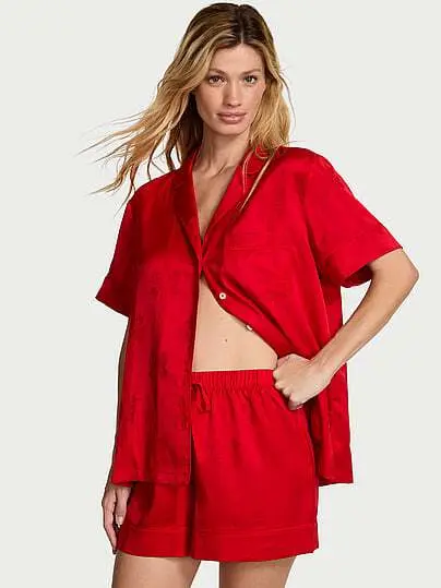 Victoria's Secret Signature Satin Short Pajama Set - Red