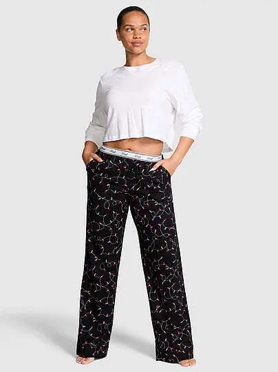 Pink Flannel Pajama Pants - Print