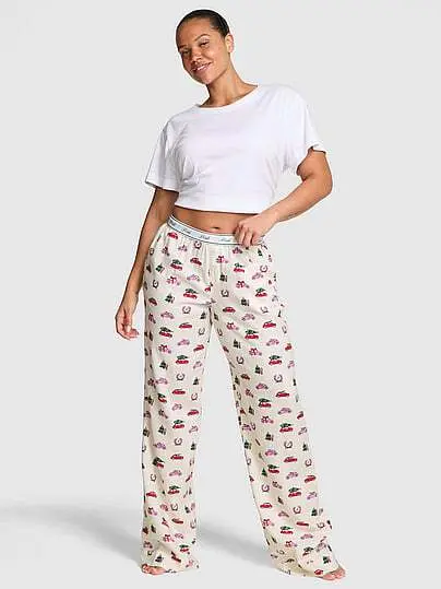 Pink Flannel Pajama Pants - Print